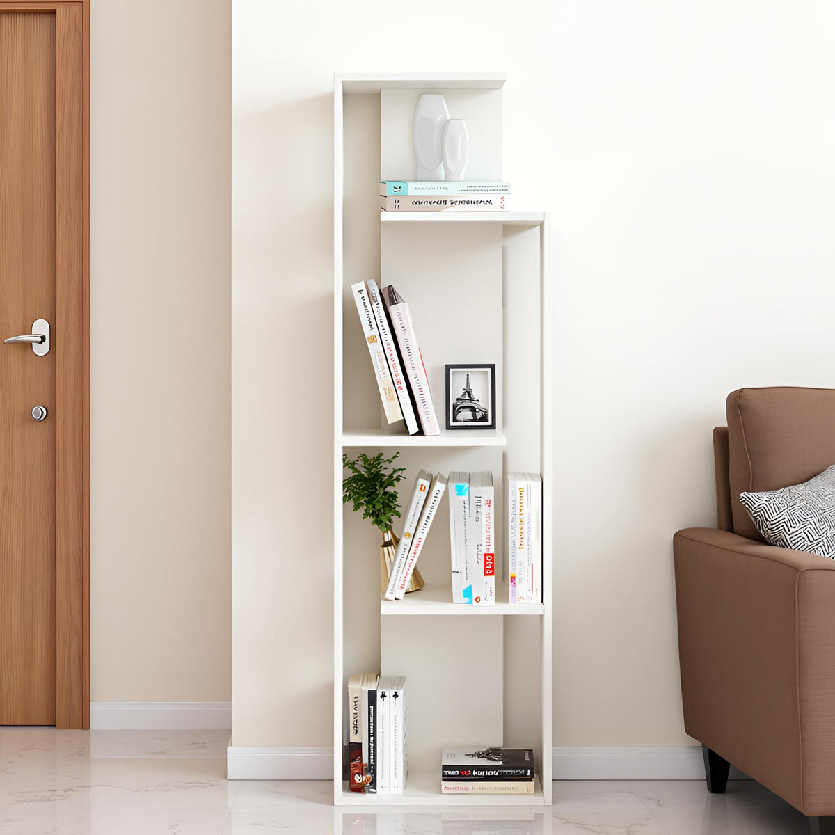 Furneaser Carren Wooden Bookshelf Bookcase Storage Rack, Modern Book S