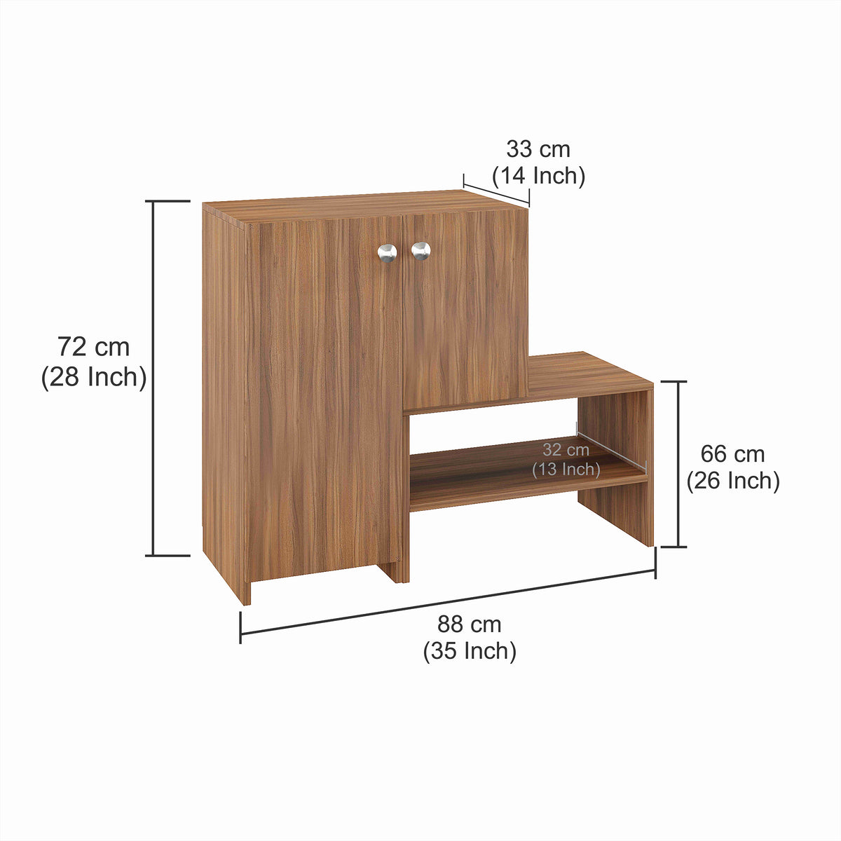 Burner Wooden Shoe Rack Cabinet with Doors Exotic Teak Finish – Furneaser