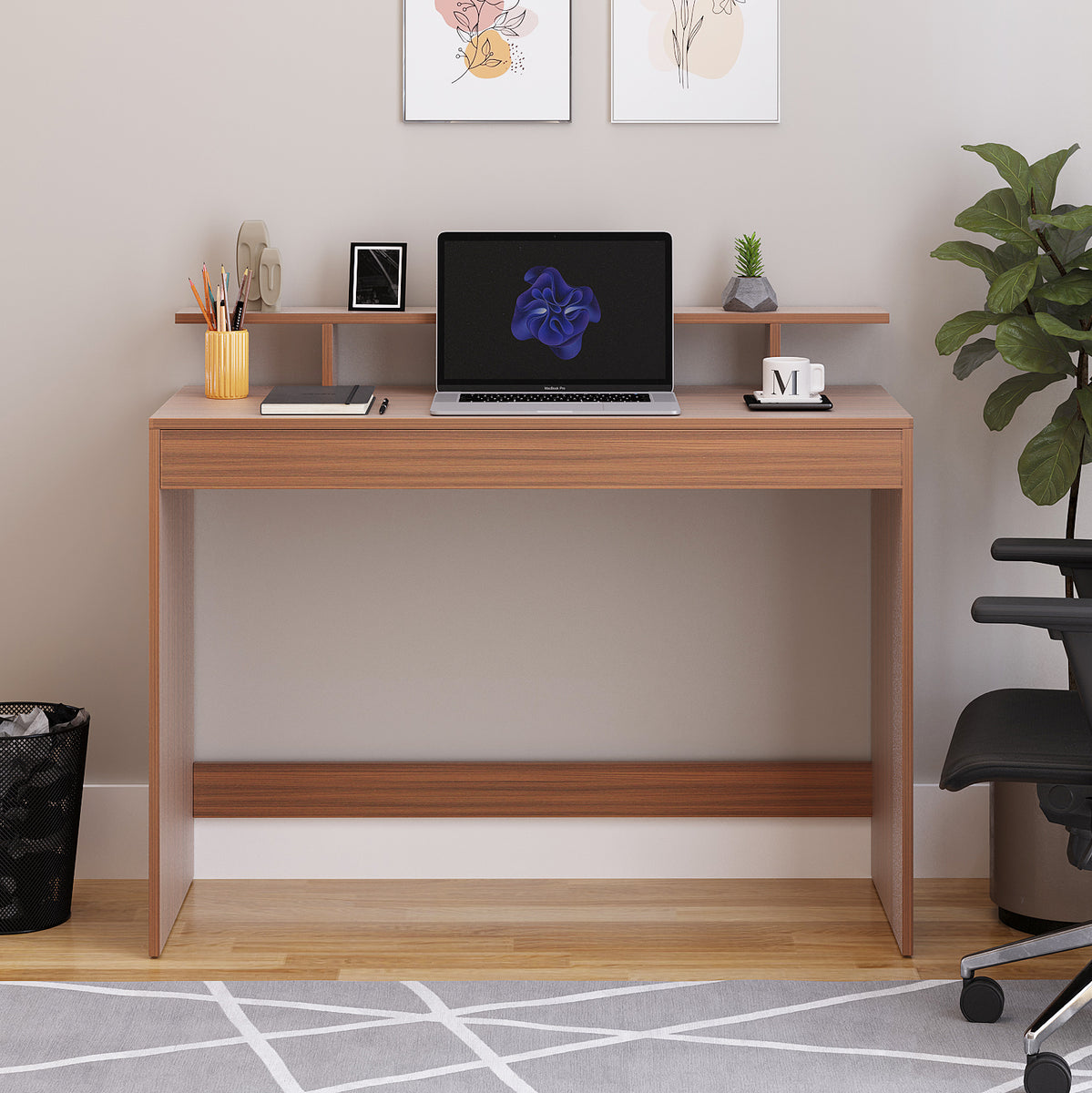 WOODWIDER Freya Wooden Study Table, Workstation, Computer, Laptop, WFH ...